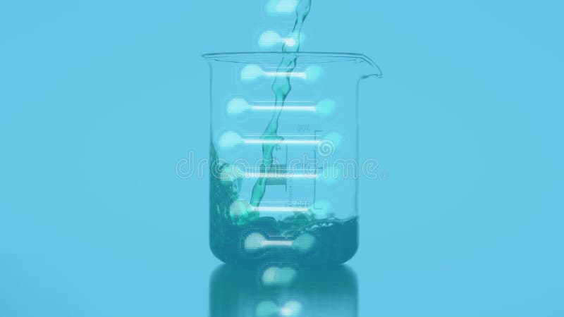 Animation of Dna Strand Spinning Over Laboratory Beaker with Liquid on ...