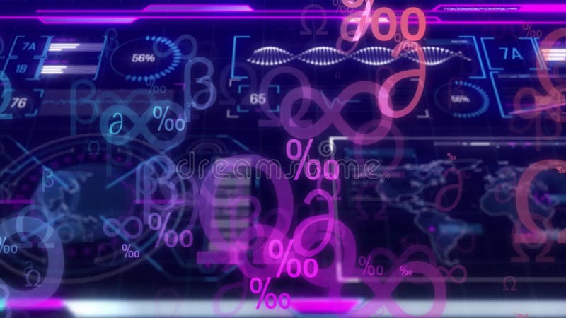 Animation of Dna Strand and Symbols Over Data Processing on Black ...