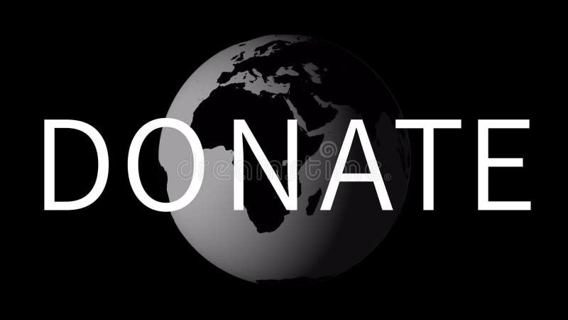 Animation of Donate Text Over Spinning Globe on Black Background Stock ...