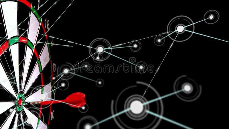 Animation of Dots Connected with Lines Over Slow Motion Dart Hitting ...