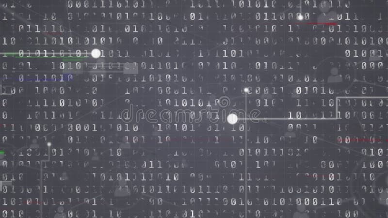 Animation of Dots Connecting with Lines and Binary Codes Over Glitch Technique Stock Footage ...