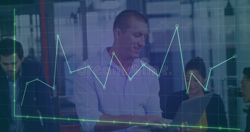 Animation of Dots Forming Graph Over Grid Pattern Against Caucasian Man ...