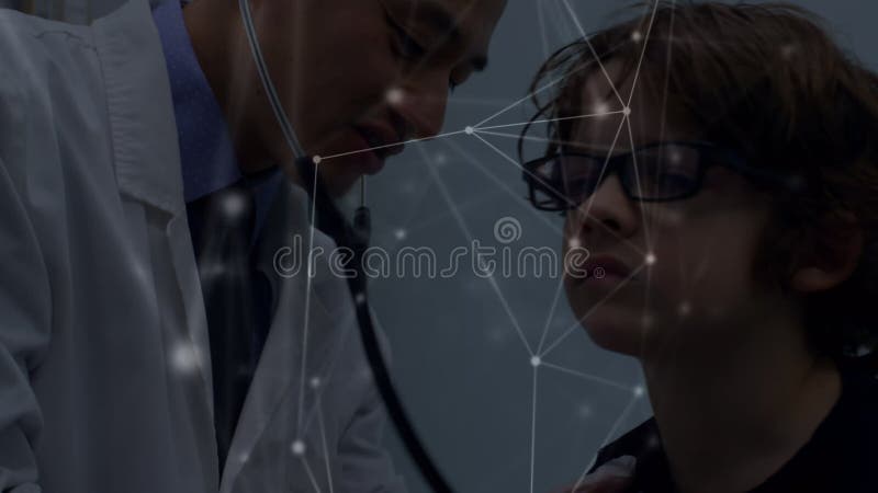 Animation of Dots Interconnecting with Lines Over Asian Doctor ...