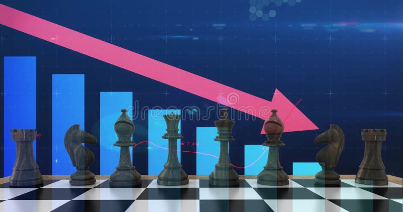 Animation of Downward Arrow, Graph and Processing Data Over Chess ...