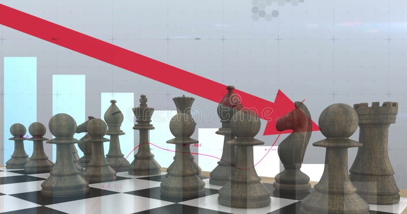 Animation of Downward Arrow, Graph and Processing Data Over Chess ...