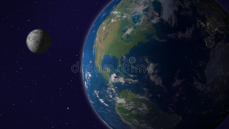 Earth with Moon Animation, Version5, America Stock Footage - Video of ...