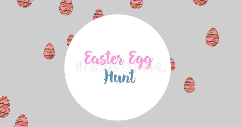 Animation of Easter Egg Hunt in Circle Over Easter Eggs on Grey ...