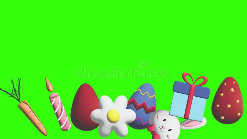 Animation of Easter Elements on Green Screen Chroma Key Stock Footage ...