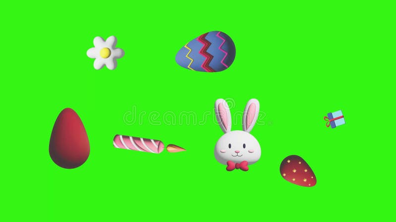 Animation of Easter Elements on Green Screen Chroma Key Stock Footage ...