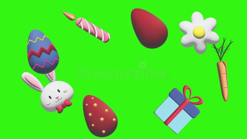 Animation of Easter Elements on Green Screen Chroma Key Stock Footage ...