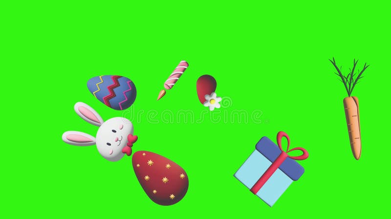 Animation of Easter Elements on Green Screen Chroma Key Stock Footage ...