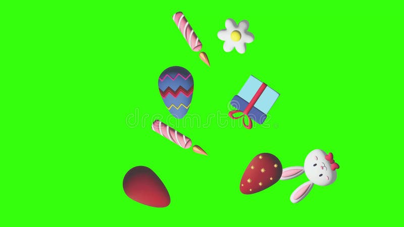 Animation of Easter Elements on Green Screen Chroma Key Stock Footage ...
