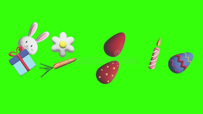 Animation of Easter Elements on Green Screen Chroma Key Stock Footage ...