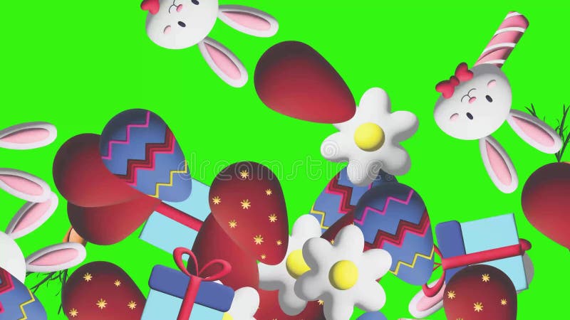 Animation of Easter Elements on Green Screen Chroma Key Stock Footage ...
