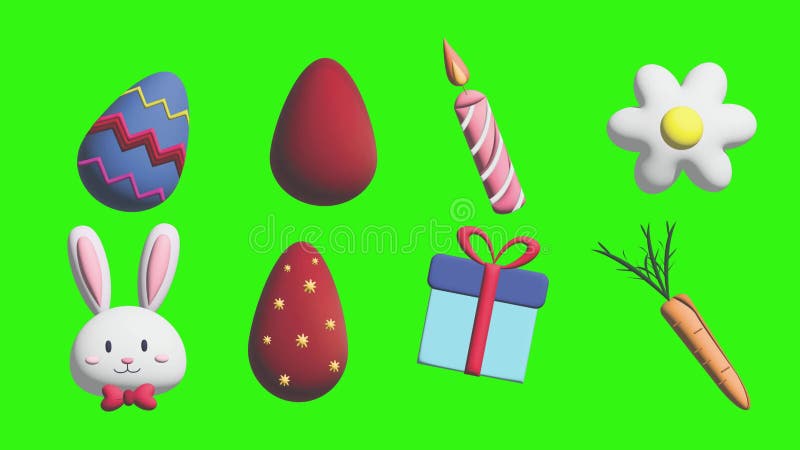 Animation of Easter Elements on Green Screen Chroma Key Stock Video ...