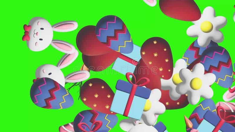Animation of Easter Elements on Green Screen Chroma Key Stock Video ...