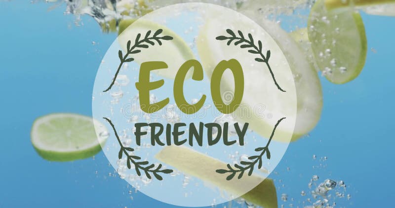 Animation of Eco Friendly Text Over Fruit Falling in Water Background ...
