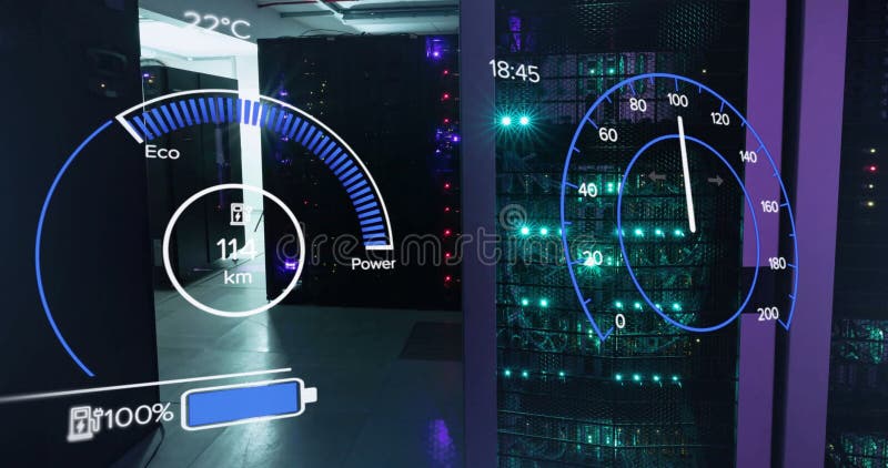 Animation of Electric Car Dashboard and Data Processing Over Computer ...