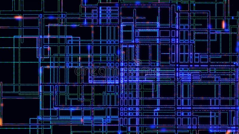 Animation of Electronic Subway Map Neon Lines Move Along a Given Route ...