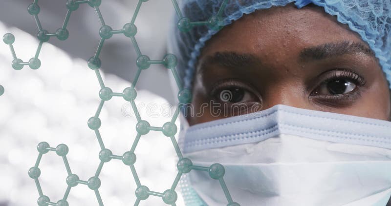 Animation of Element Diagram Over African American Female Patient Hand ... Animation of Element Diagram Over African American Female Patient Hand ...