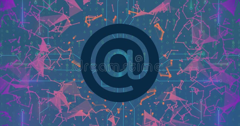 Animation of Email Icon, Connections, Computer Servers and Data ...