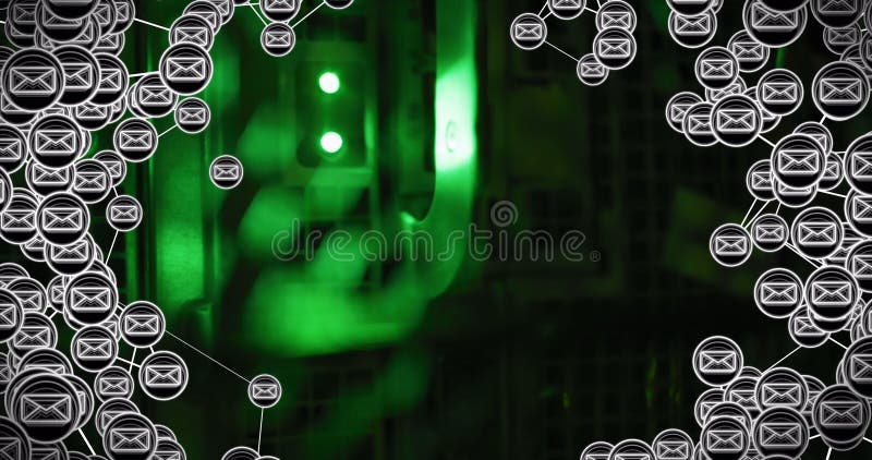 Animation of Email Icons Over Computer Wires Stock Video - Video of ...