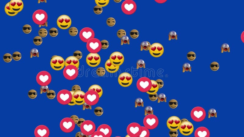 Animation of Emoji Icons Flying Over Blue Background Stock Footage ...