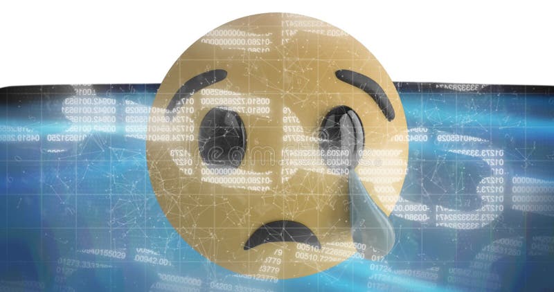 Animation of Emoji Icons Over Data Processing and Networks of ...