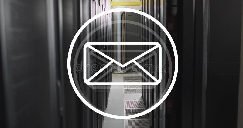 Animation of Envelope Email Icon Over Computer Server Room Stock Video ...