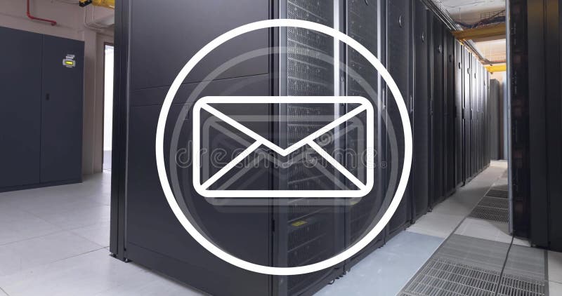 Animation of Envelope Email Icon Over Computer Server Room Stock Video ...