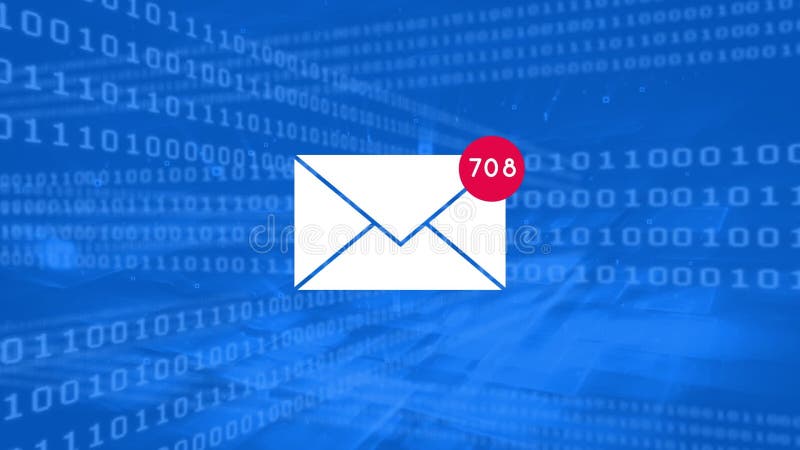 Animation of Envelope Over Binary Coding on Blue Background Stock ...