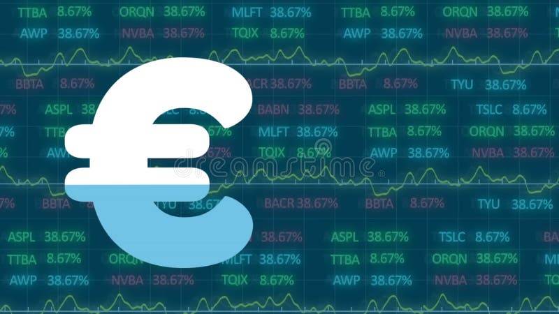 Animation of Euro Currency Symbol and Financial Data Processing Stock ...