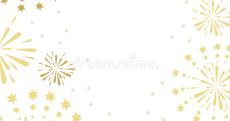 Animation of Exploding Gold Fireworks Scrolling on White Background ...