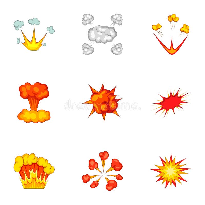 Animation Explosion Icons Set, Cartoon Style Stock Vector ...