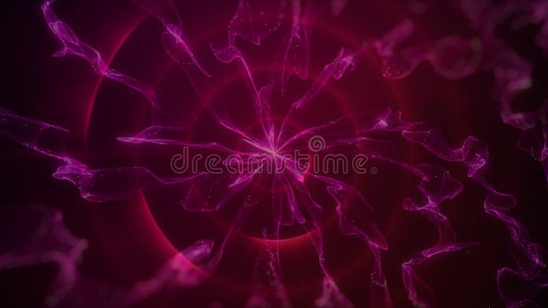 Animation of Explosion of Pink Light Trails Over Pink Pulsating Circles ...