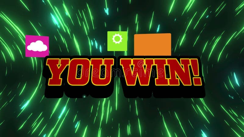 Animation of Explosive Shape with You Win Text and Computer Icons ...