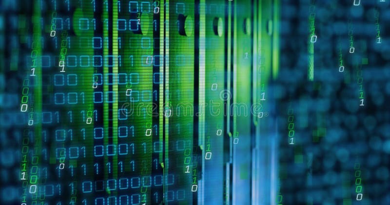 Animation of Falling Binary Codes Over Data Server Racks in Server Room Stock Footage - Video of ...