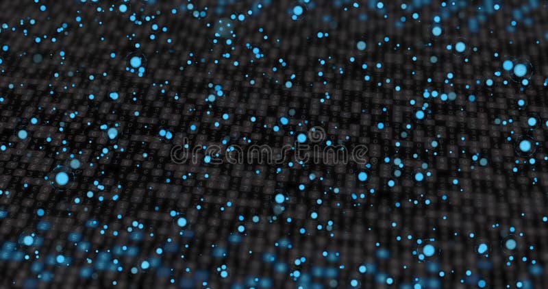 Animation of Falling Blue Light Particles Twinkling on Dark Background ...
