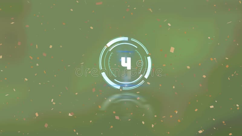 Animation of Falling Confetti Over Blue Clock on Green Background Stock ...
