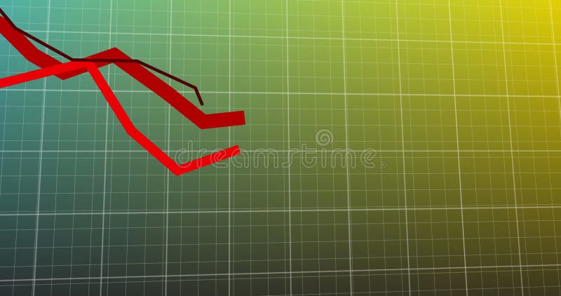 Animation of Falling Graphs Over Grid Pattern Against Gradient ...