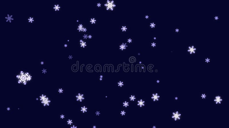 Animation of Falling Light White Snow. Snowflakes of Different Sizes ...