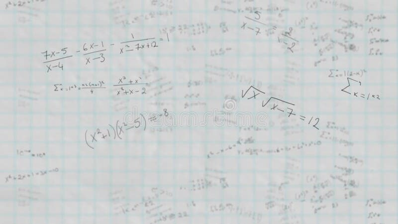 Animation of Falling Mathematical Equation Over Grid Pattern Against ...