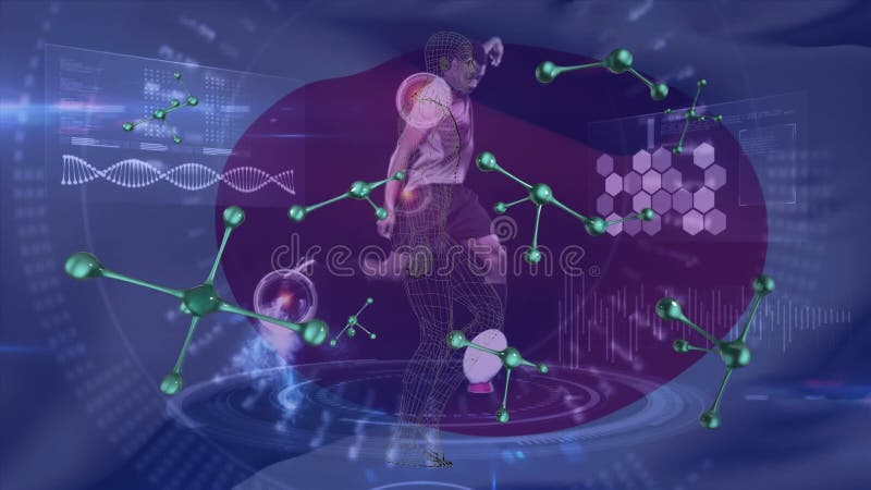 Animation of Falling Molecules Over Football Player Stock Video - Video ...