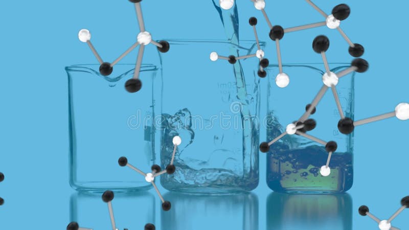 Animation of Falling Nucleotides Over Liquid Getting Filled in Beakers ...