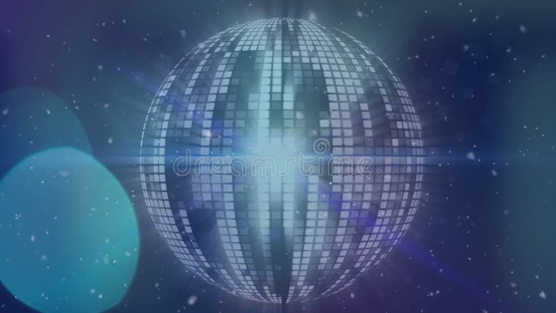 Animation of Falling Snow, Blue Bokeh Lights and Mirrorball Stock ...