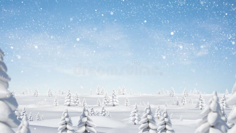 Animation of Falling Snow Over Trees on Blue Background Stock Footage ...