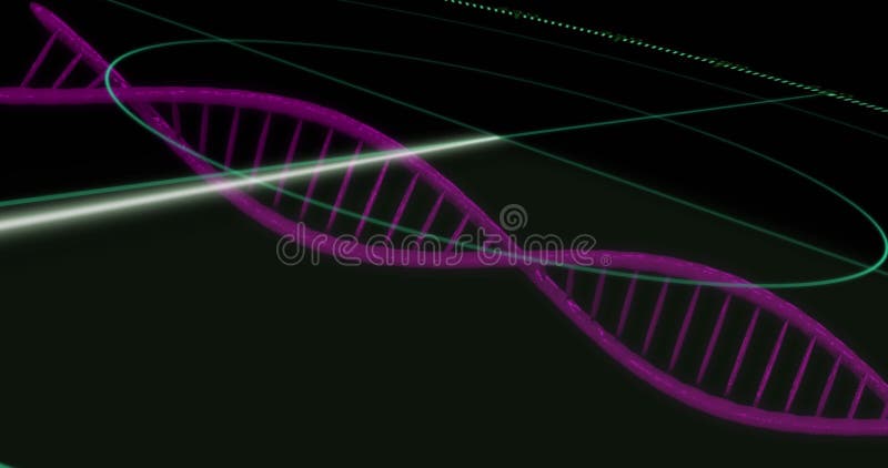 Animation of Falling Spinning Dna Strand and Clock Over Dark Background ...