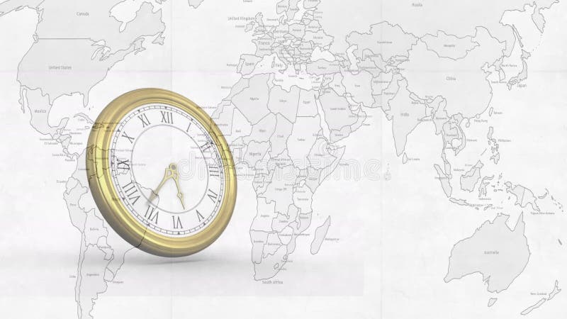 Fast Moving Clock and World Map Stock Video - Video of digitally ...