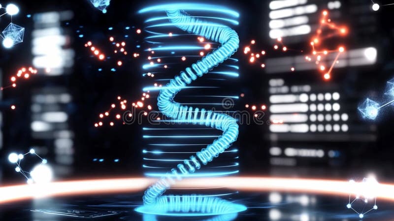 Futuristic Animation of DNA and Bioengineering in a Lab Setting Stock ...