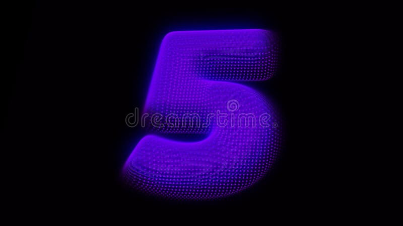 Glowing Purple Number Countdown Animation from Ten To Two with Black ...